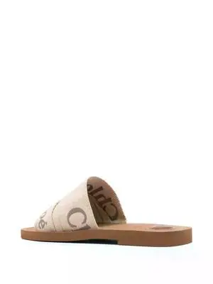 Chloé Woody Logo-print Flat Sandals - Neutrals