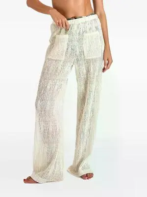 BANANA MOON Pointelle-knit Wide-leg Trousers - Neutrals