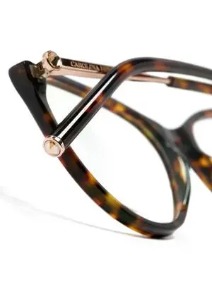 Carolina Herrera Tortoiseshell-effect Cat-eye Glasses