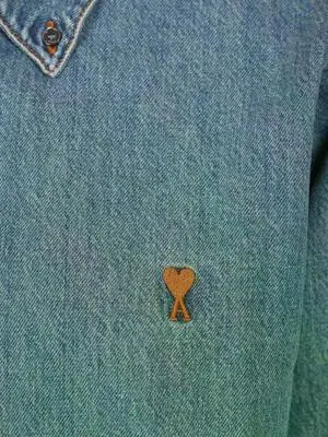 AMI Paris Denim Shirt With De Coeur