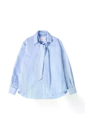 Sacai Striped Poplin Shirt With Pussy-bow Collar