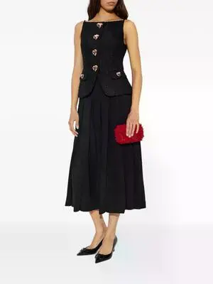 SELF-PORTRAIT Bouclé Pleated Midi Dress