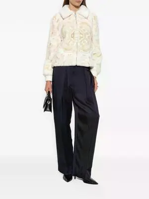Casablanca Faux Fur Zip-up Jacket With Graphic Pattern - Neutrals