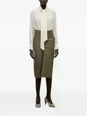 Victoria Beckham Kick-detail Leather Midi Skirt