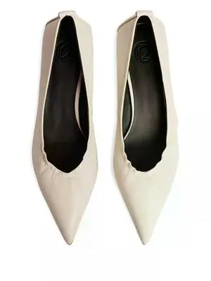 12 STOREEZ 45mm Pointed Leather Kitten Heel Pumps