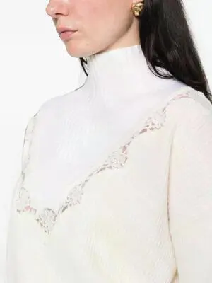 ERMANNO FIRENZE Lace-trim Mock-neck Sweater