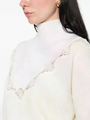 ERMANNO FIRENZE Lace-trim Mock Neck Sweater