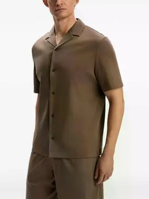 12 STOREEZ Short-sleeve Cotton Shirt - Brown