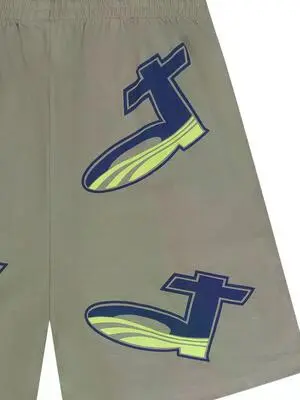 DENIM TEARS Graphic Print Shorts - Grey