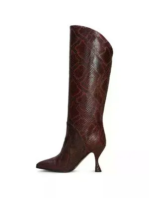 CASTAGNA Snake-effect Knee-high Boots - Red