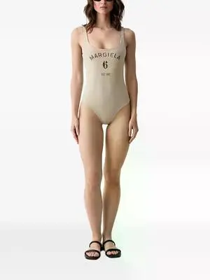 MAISON MARGIELA Floral Print Reversible Swimsuit - Neutrals