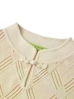 Shanghai Tang Openwork Knit Frog Fastening Top