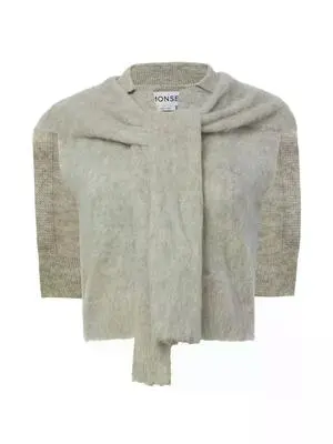 Monse Sleeveless Cropped Sweater With Integrated Scarf - Grey