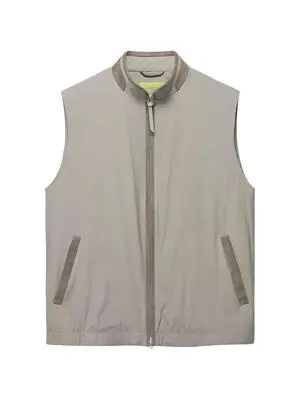 Shanghai Tang Mandarin High-neck Zip-up Vest - Neutrals