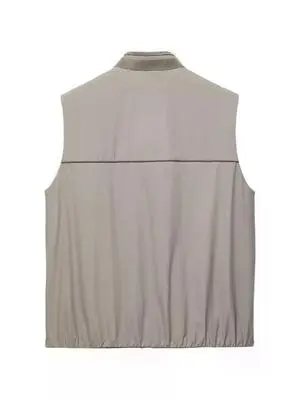 Shanghai Tang Mandarin High-neck Zip-up Vest - Neutrals