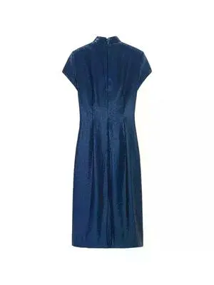 Shanghai Tang Chiffon Sequin-embellished Mandarin Collar Midi Dress - Blue