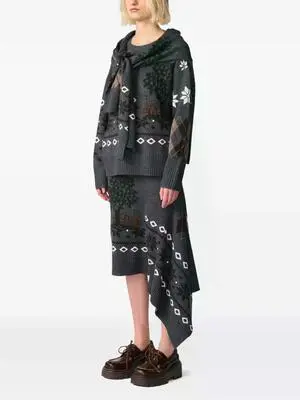 Monse Fair Isle Intarsia Scarf Detail Sweater