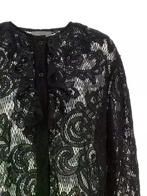NUDE Ruffled Floral-lace Shirt