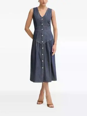 MORGAN Sleeveless Midi Dress With V-neck And Contrast Stitching