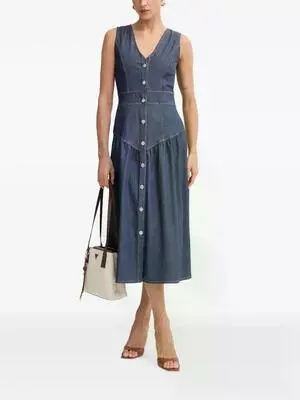 MORGAN Sleeveless Midi Dress With V-neck And Contrast Stitching