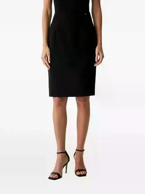 FRACOMINA Logo-plaque Darted Midi Skirt - Black
