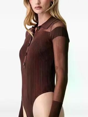 Patrizia Pepe Sheer-panelled Knitted Bodysuit