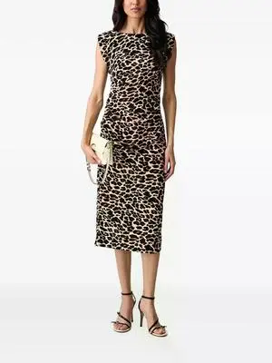 MORGAN Leopard-print Ruched Midi Dress