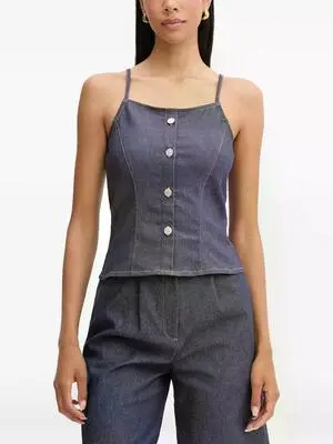 MORGAN Button-up Denim Top With Square Neck