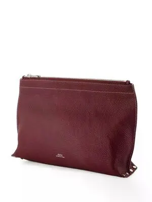 A.p.c. Burgundy Grained Leather Clutch Bag - Red