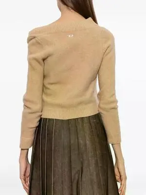 DIESEL® Cropped Buttoned Cardigan In Textured Boiled Knit