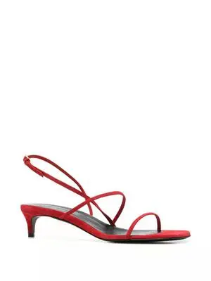 Khaite Calf Suede Kitten Heel Slingback Sandals - Red
