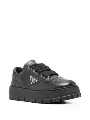 Prada Logo-plaque Leather Sneakers