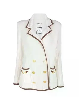L'Agence Ranch Double-breasted Knit Blazer - Neutrals