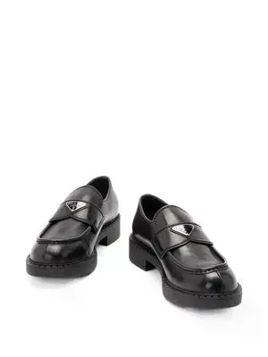 Prada Triangle Logo Leather Loafers