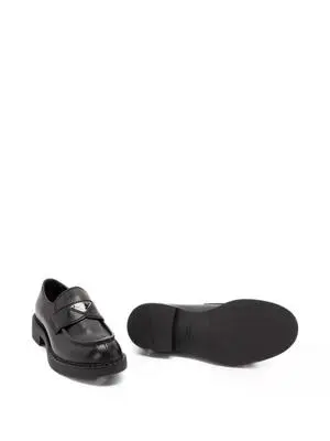 Prada Triangle Logo Leather Loafers