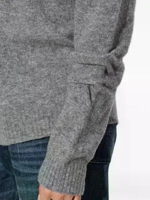 DIESEL® V-neck Jumper In Wrinkled Boiled Knit