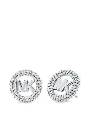 Michael Kors Pavé-set Logo Stud Earrings - Silver