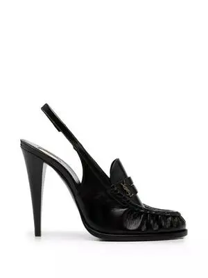 Saint Laurent Leather Le Loafer Slingback Pumps - Black