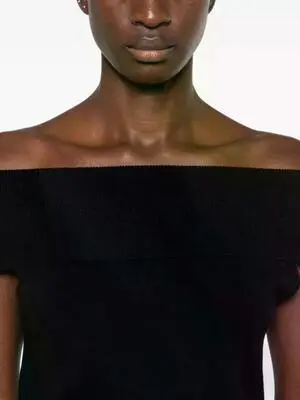 LE PETIT PULLE Off-shoulder Ribbed-knit Top