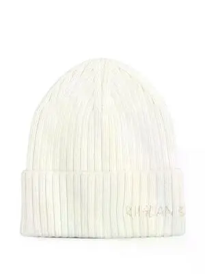 Ruslan Baginskiy Monogram Embroidered Ribbed Beanie Hat - White