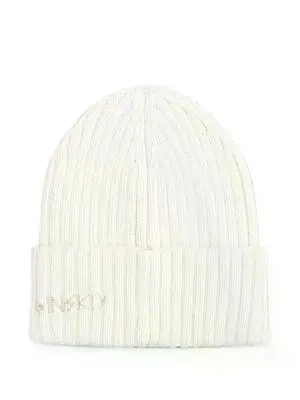 Ruslan Baginskiy Monogram Embroidered Ribbed Beanie Hat - White