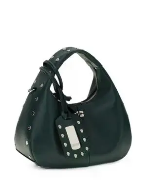 GANNI Studded Embellishment Leather Tote Bag - Green