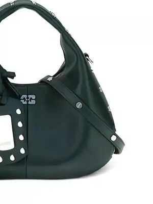 GANNI Studded Embellishment Leather Tote Bag - Green