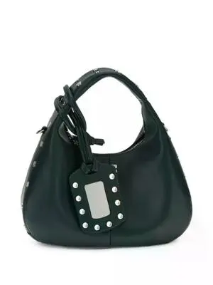 GANNI Studded Embellishment Leather Tote Bag - Green