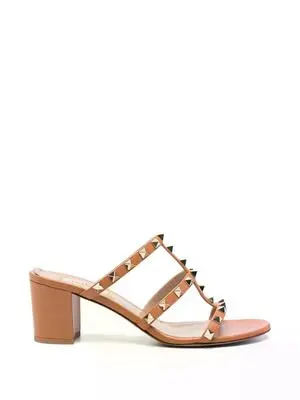 Valentino Garavani Rockstud Leather Heeled Sandals - Brown