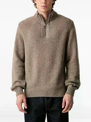 Barbour Half-zip Textured-knit Sweater - Brown