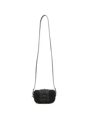 INNERRAUM Sculptural-overlay Suede Shoulder Bag - Black