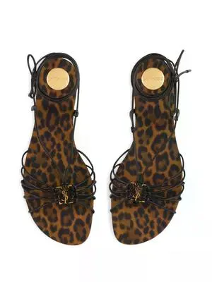 Saint Laurent Babylone Multistrap Leopard Print Sandals