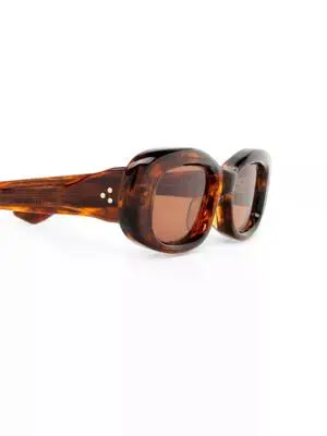 JACQUES MARIE MAGE Rectangle Frame Sunglasses With Tortoiseshell Effect - Brown