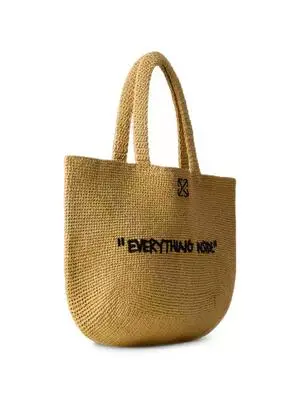 Off-White Jitney Quote Raffia Tote Bag